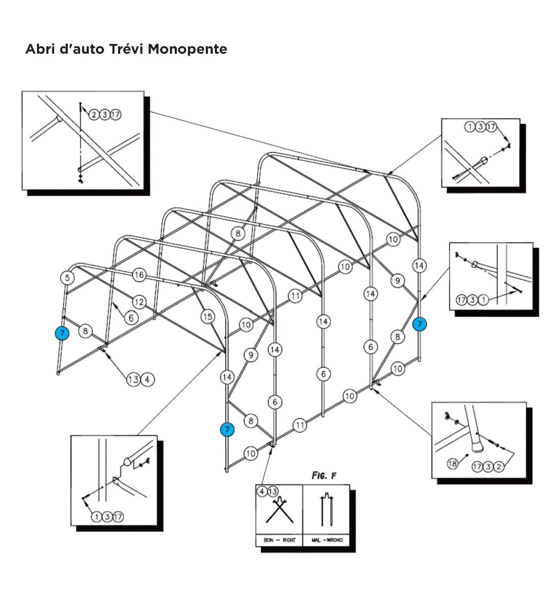 # 7 Poteau 60 1/4'' 2 trous | Trévi – Magasins Trevi inc.